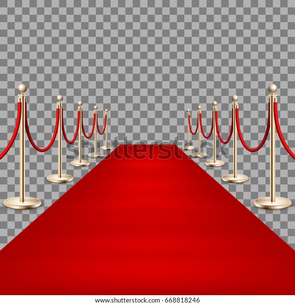 Realistic Red Carpet Between Rope Barriers Stock Vector (Royalty Free ...