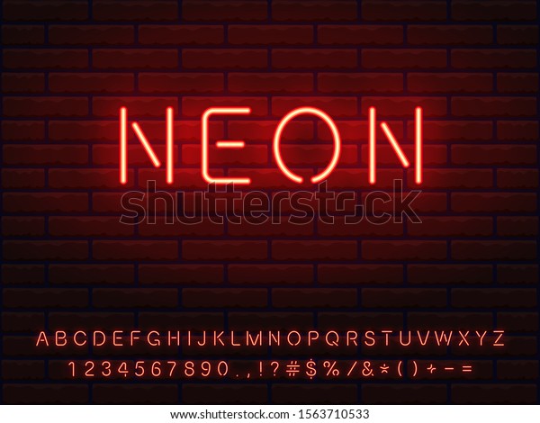 Realistic Red Neon Font Set Transparent Stock Vector (Royalty Free ...