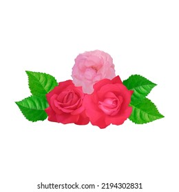 Realistic Red Pink Roses Border Stock Vector (Royalty Free) 2194302831 ...