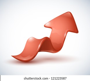 Realistic Red Upwards Arrow Stock Vector (Royalty Free) 121223587 ...