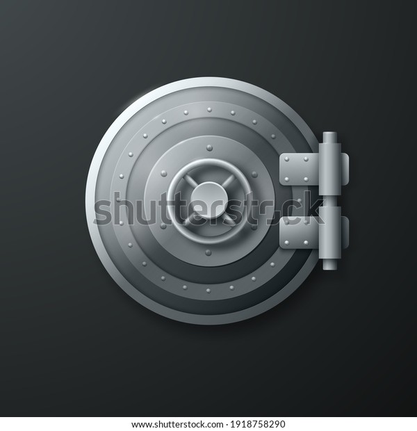 Realistic Round 3d Metal Safe Door Stock Vector (Royalty Free ...