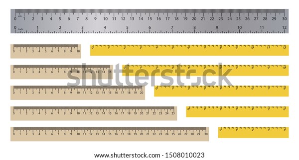Realistic Rulers Measuring Tool School Supplies Stock Vector (Royalty ...