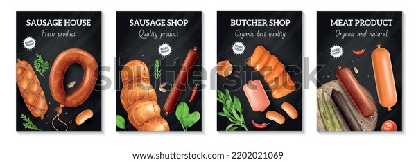 Realistic Sausage Poster Set Four Vertical Stock Vector (Royalty Free ...