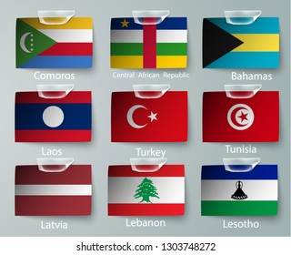Realistic Set Flags Paper Countries Tapes Stock Vector (Royalty Free ...