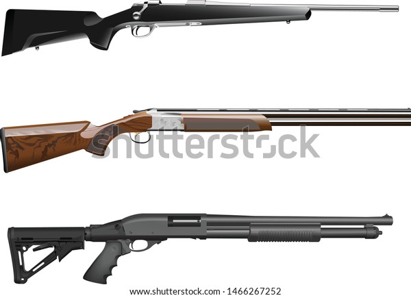 Realistic Shotguns Rifle Vector Set Stock Vector (Royalty Free ...