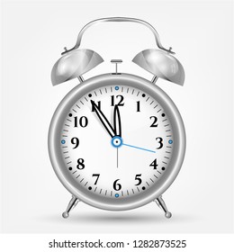Realistic Silver Alarm Clock Isolated On Stock Vector (Royalty Free ...