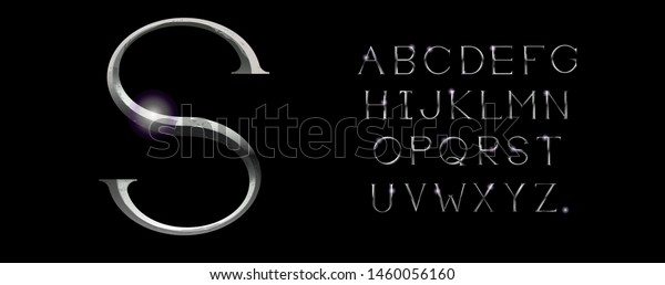 Realistic Silver Alphabet Hand Crafted Serif Stock Vector (Royalty Free ...