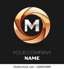 Realistic Silver Letter M Logo Symbol Stock Vector (Royalty Free ...
