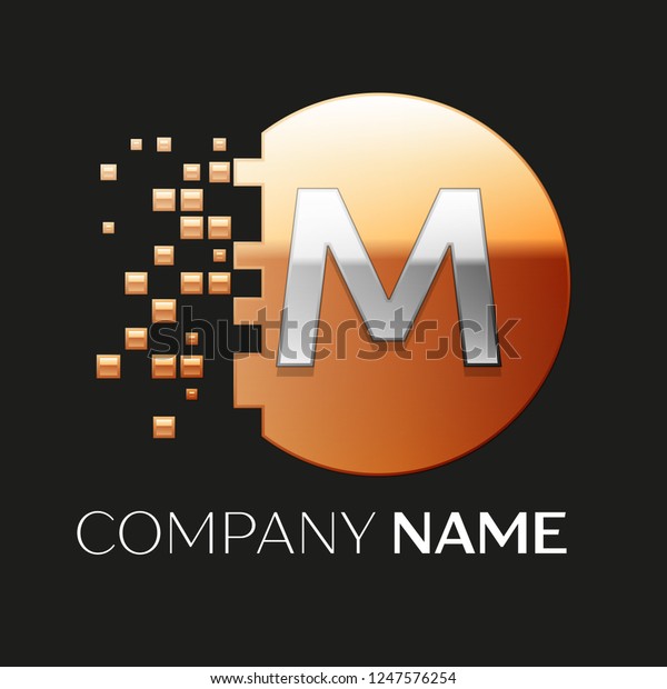 Realistic Silver Letter M Logo Symbol Stock Vector (Royalty Free ...