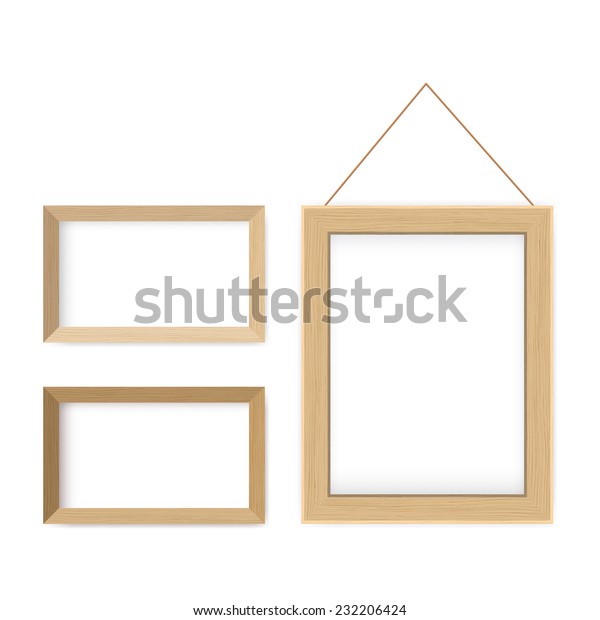 Realistic Simple Wooden Frames Paintings 3d Stock Vector (Royalty Free ...