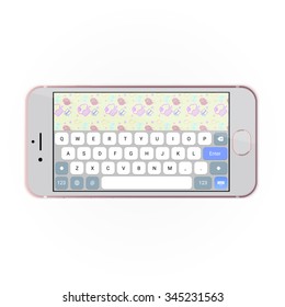 Realistic Smartphone Keyboard On Screen Horizontal Stock Vector ...