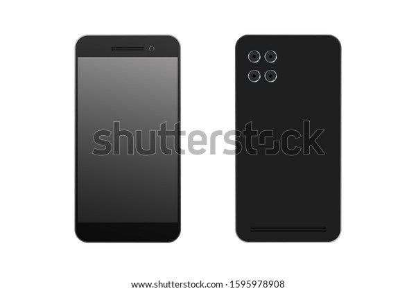 Realistic Smartphone View Front Back Vector Stock Vector (Royalty Free ...