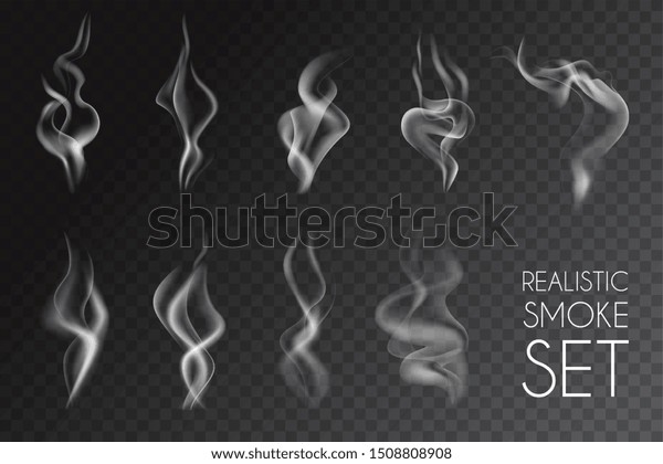 Realistic Smoke Transparent Icon Set White Stock Vector (Royalty Free ...