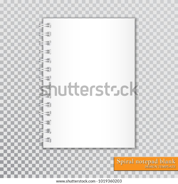 Realistic Spiral Notepad Blank On Transparent Stock Vector (Royalty ...