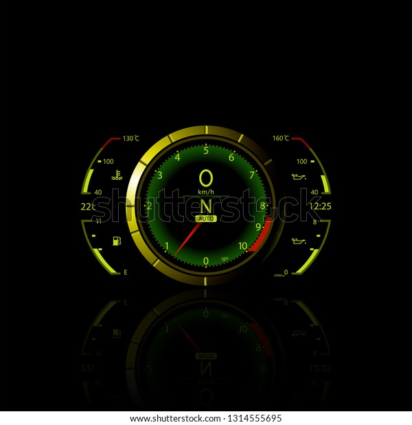 Realistic Sport Car Vector Speedometer Dashboard Stock Vector (Royalty ...