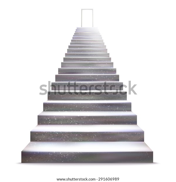 Realistic Stone Ladder Open Door Vector Stock Vector (Royalty Free ...