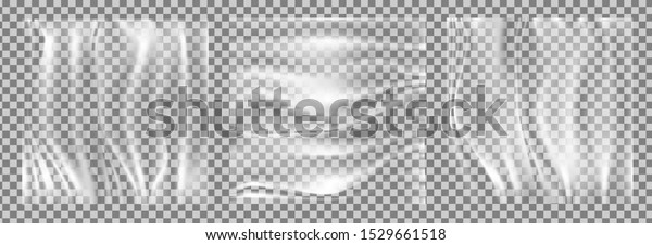 Realistic Stretched Transparent Polyethylene Wrapping Vector Stock ...