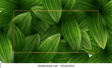 Realistic Style Leaves Pattern Frame Background Stock Vector (Royalty ...