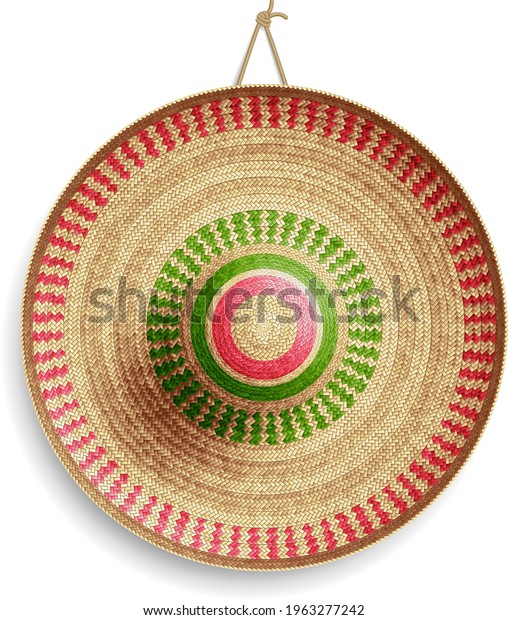 Realistic Summer Straw Wicker Hat Like Stock Vector (Royalty Free ...