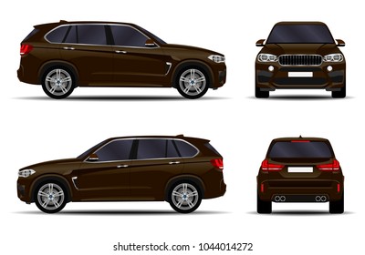 Realistic Suv Car Front View Side: vetor stock (livre de direitos ...