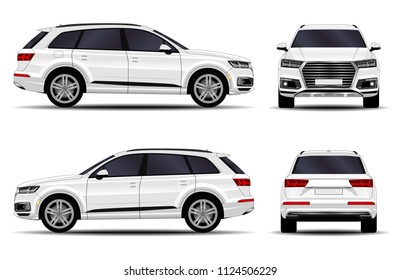 Realistic Suv Car Front View Side Stock Vector (Royalty Free ...