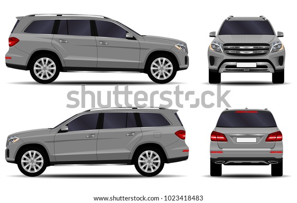 realistic SUV car. front view; side view; back view.