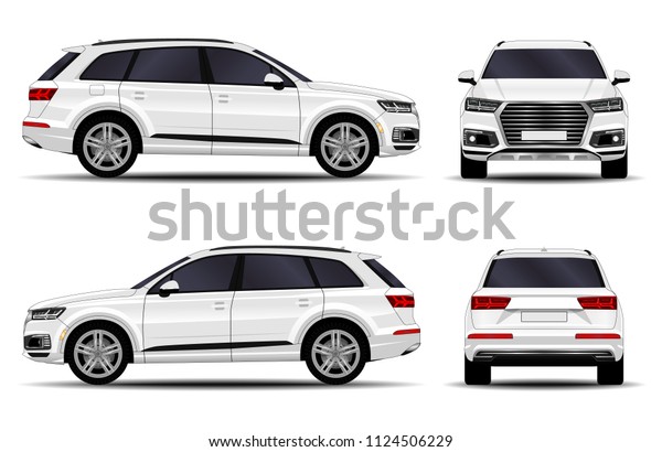 Realistic Suv Car Front View Side: เวกเตอร์สต็อก (ปลอดค่าลิขสิทธิ์ ...