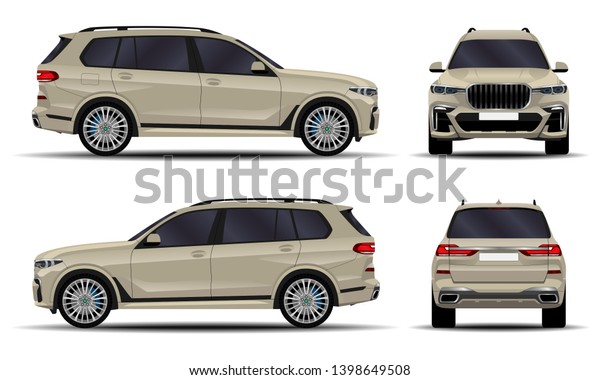 realistic SUV car. front view; side view; back view.