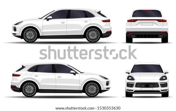realistic SUV car. front view; side view; back view.