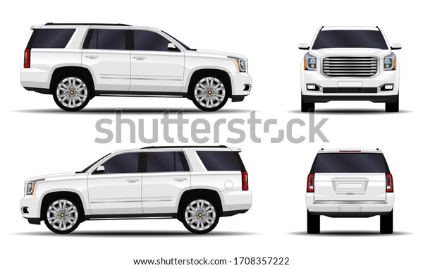 realistic SUV car. front view; side view; back view.