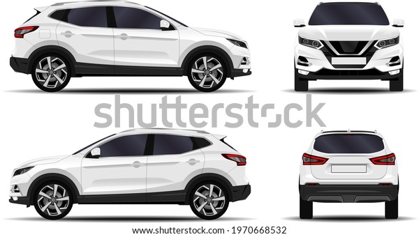 Realistic Suv Car Front View Side Stock Vector (Royalty Free ...