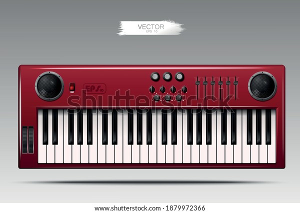 Realistic Synthesizer Red Vector Stock Vector (Royalty Free) 1879972366 ...
