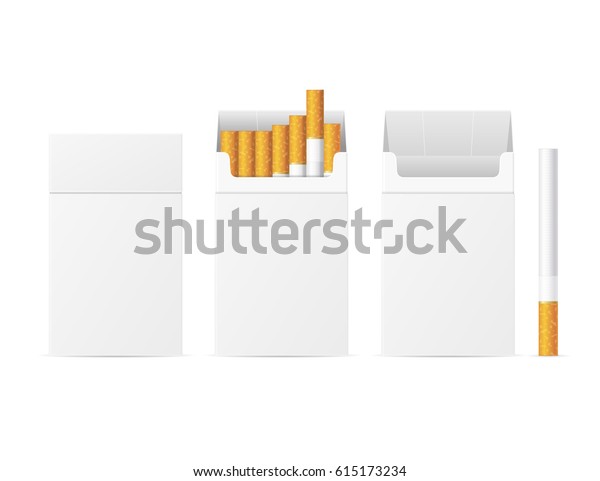 Realistic Template Blank White Cigarette Pack Closed and Open and ...