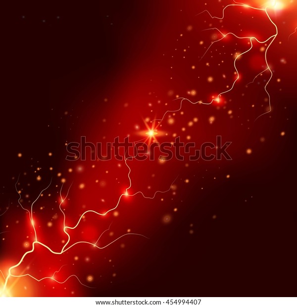 Realistic Thunderstorm Effects Bright Red Orange Stock Vector (Royalty ...