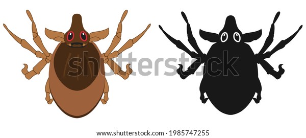 Vector de garrapatas y silueta realista: vector de stock (libre de ...