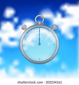 Realistic Timer Illustration On Sky Background Stock Vector (Royalty ...