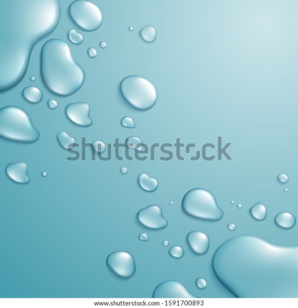 Realistic Top View Waterdrop On Blue Stock Vector (Royalty Free ...