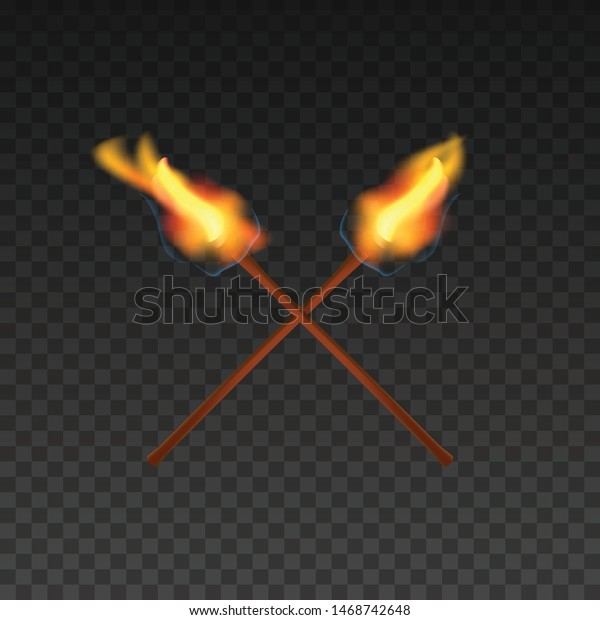 Realistic Torch On Transparent Background Vector Stock Vector (Royalty ...