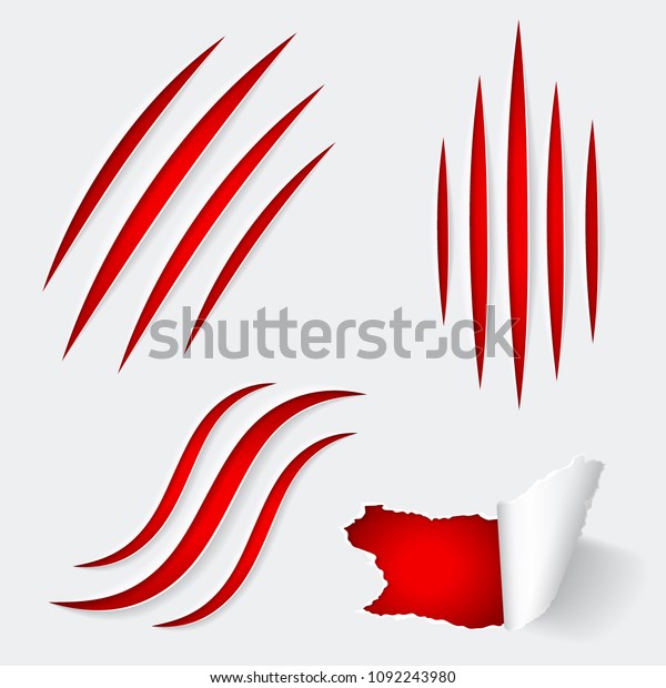 Realistic Torn Paper Scratch Claws Animal Stock Vector (Royalty Free ...