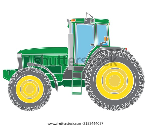 Un tractor realista en perfil sobre: vector de stock (libre de regalías ...
