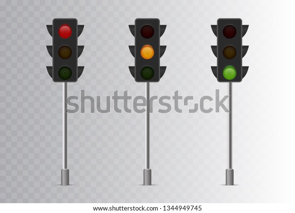 Realistic Traffic Light Symbol On Transparent: เวกเตอร์สต็อก (ปลอดค่า ...