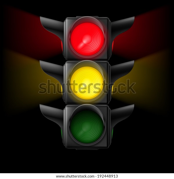 Realistic Traffic Lights Red Yellow Lights: เวกเตอร์สต็อก (ปลอดค่า ...