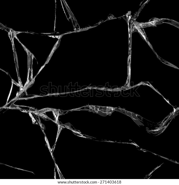 Vektor Stok Realistic Transparent Broken Glass Black Background (Tanpa ...