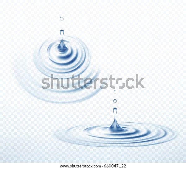 Realistic Transparent Drop Circle Ripples Isolated Stock Vector ...
