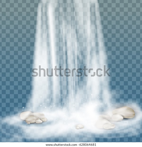 Realistic Transparent Nature Stream Waterfall Clear Stock Vector ...