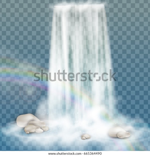 Realistic Transparent Nature Stream Waterfall Clear Stock Vector ...