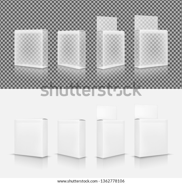Realistic Transparent Paper Plastic Packaging Box Stock Vector (Royalty ...
