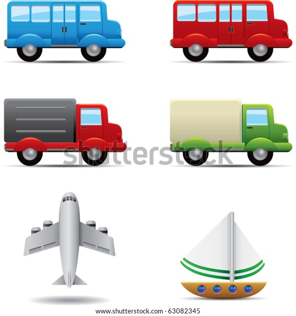 Realistic Transportation Icons Set Stock Vector (Royalty Free) 63082345 ...