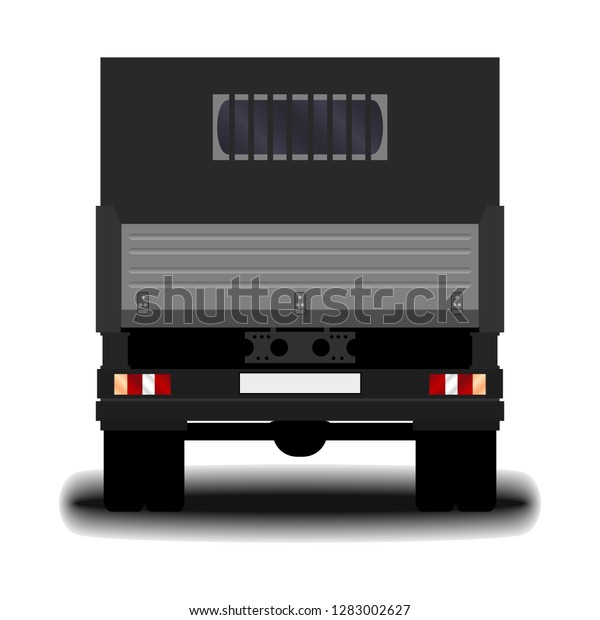 Realistic Truck Back View Stock Vector (Royalty Free) 1283002627 ...