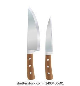 Realistic Two Kitchen Knives Different Shapes Stock Vector (Royalty ...